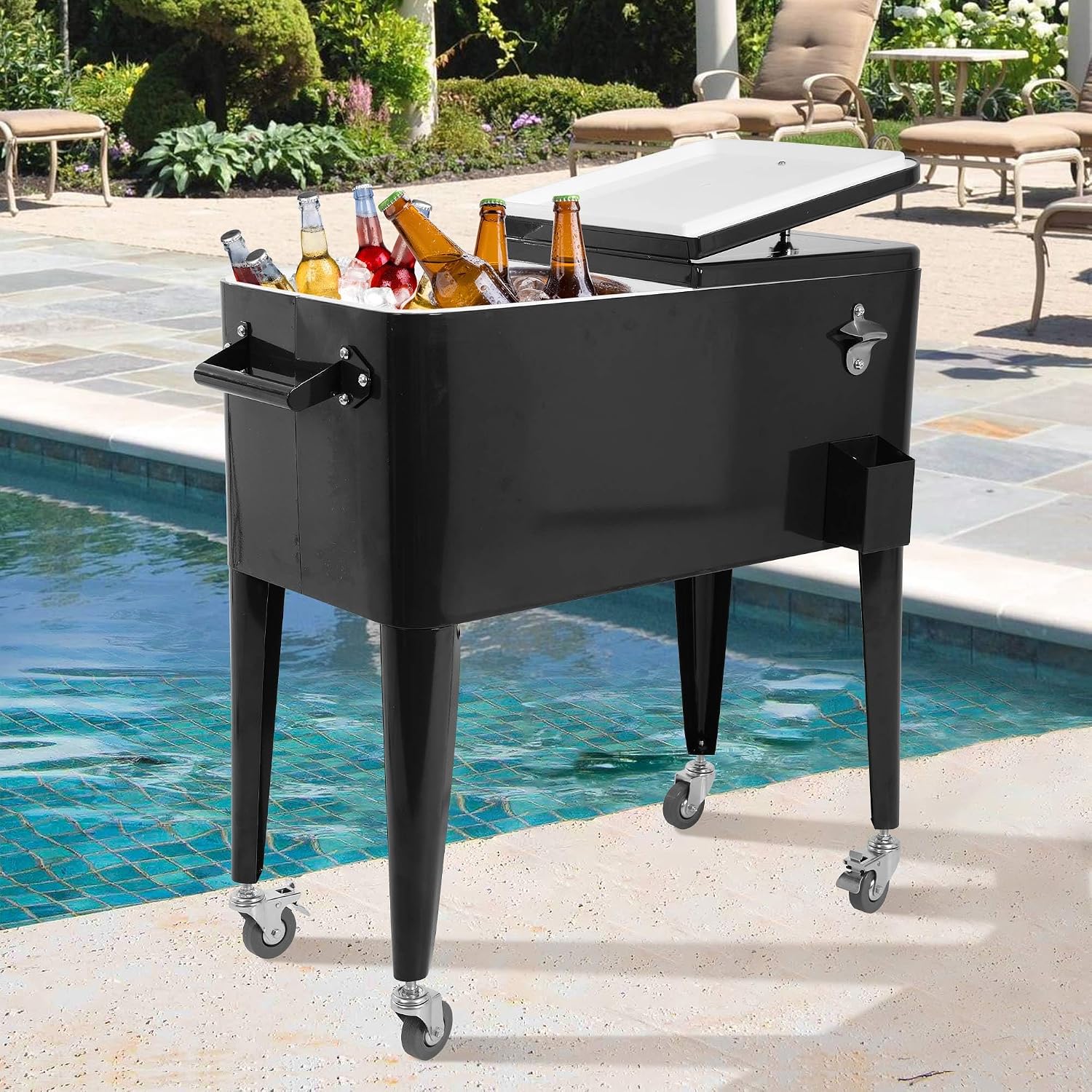 Amazon.com: Cooler Cart, 80 Quart Outdoor Ice Cooler Ice Chest with ...