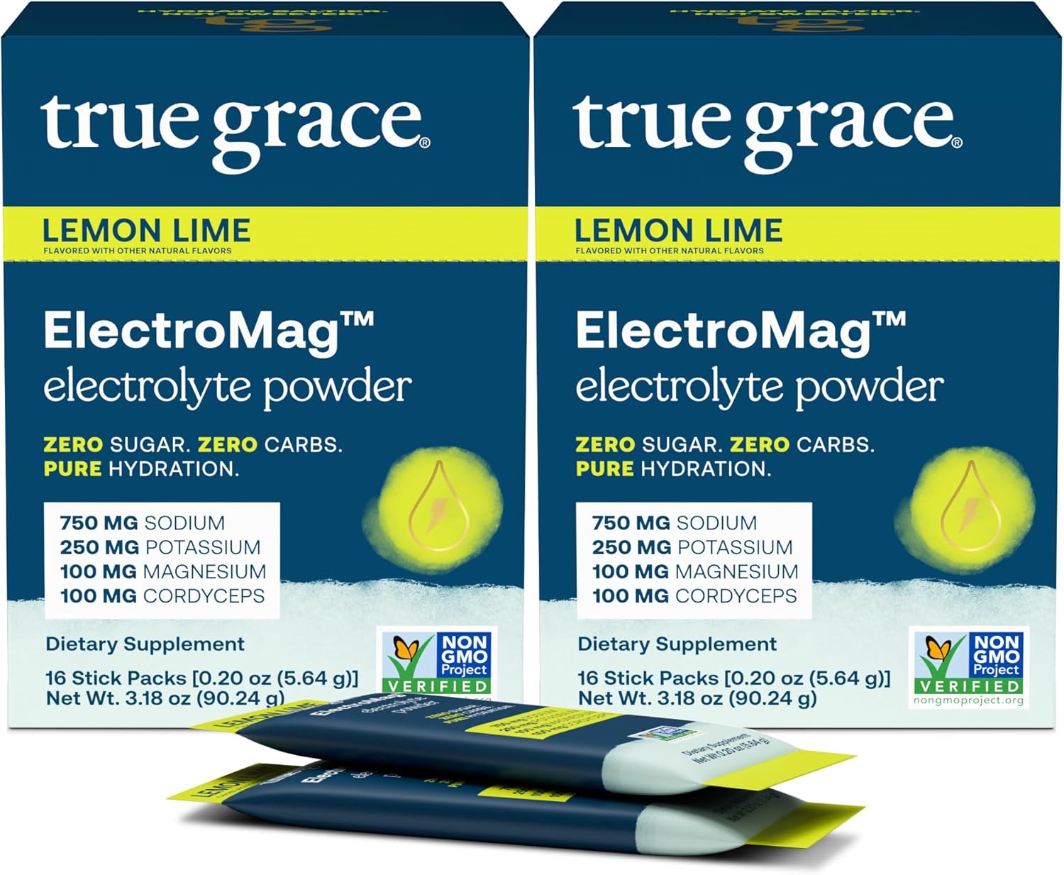 Amazon.com: True Grace ElectroMag - 16 Stick Packs (Pack of 2) - Lemon Lime - Electrolyte Powder ...