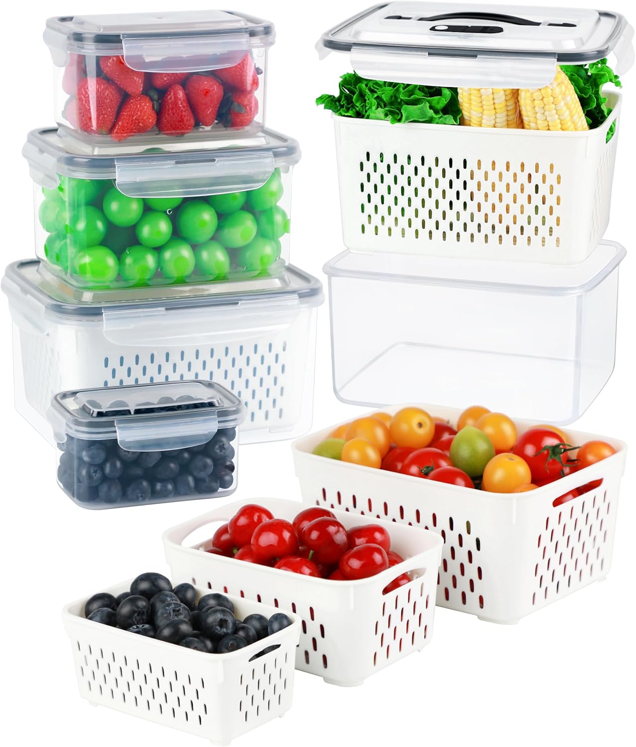 Amazon.com: FOOYOO 5 PCS Fruit Storage Containers for Fridge - Fruit ...