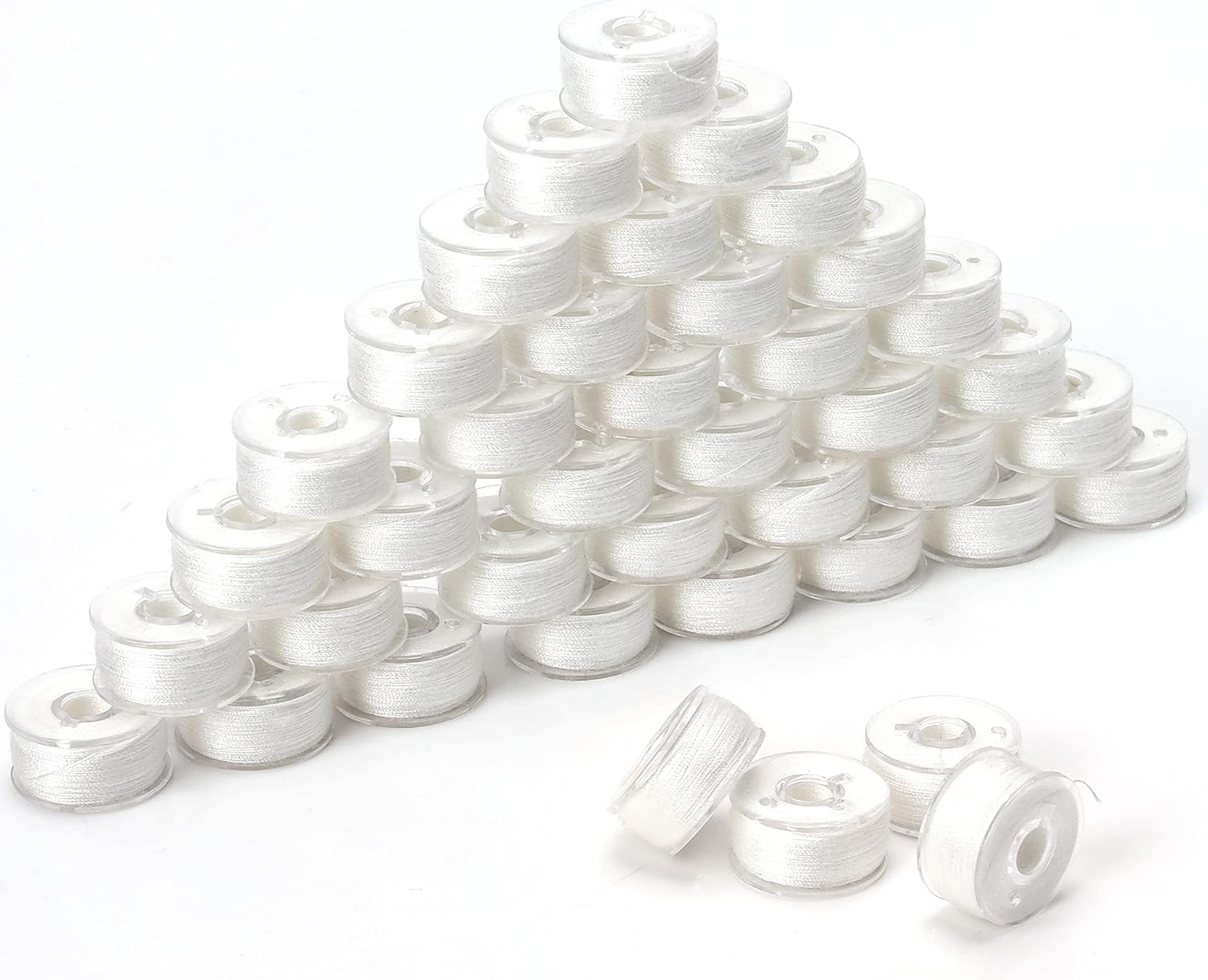 Curtzy 144 Pack of White Prewound Bobbin Thread Spools - 45m/49 Yards ...