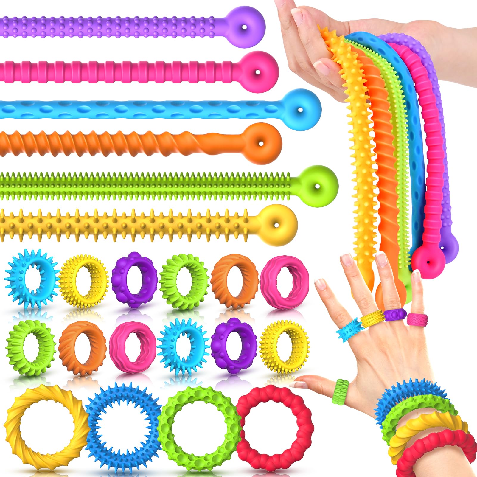 Amazon.com: Sensory Toys Fidget Strings for Kids: 12 PCS Sensory Rings ...