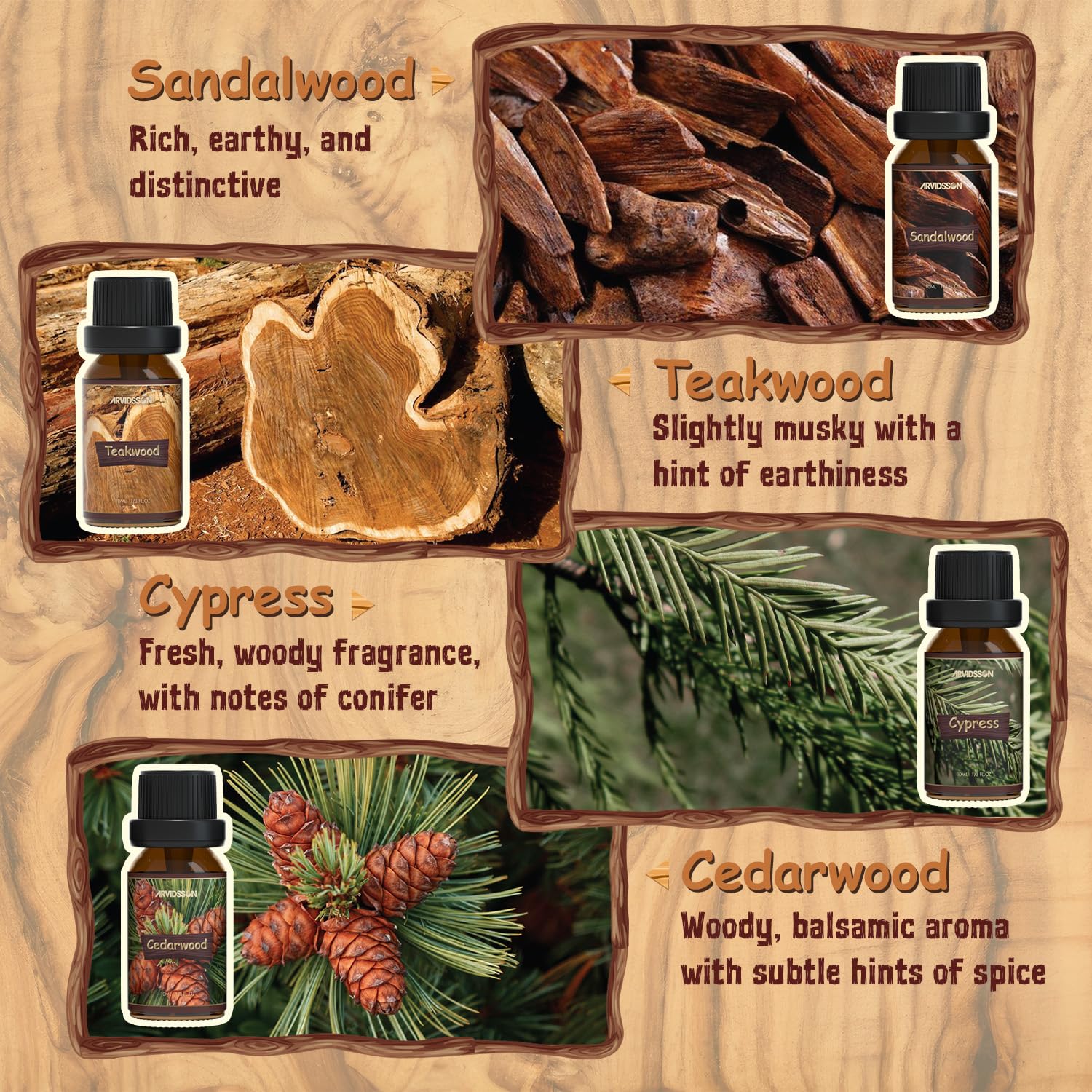 Snapklik.com : Woody Essential Oils Set, ARVIDSSON Natural Fragrance ...
