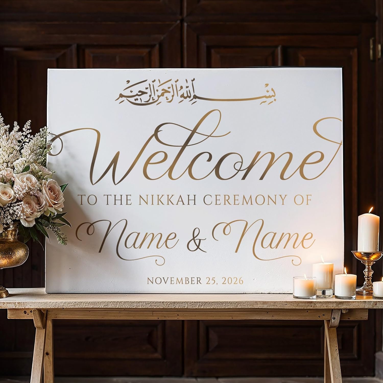 Nikkah Wedding Welcome Sign, Personalised Nikkah, Nikah Sign, Islamic ...