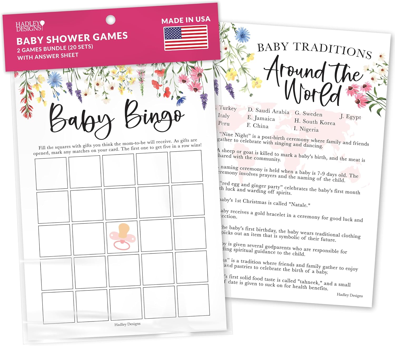 Amazon.com: Hadley Designs 20 Floral Baby Shower Games for Girls ...