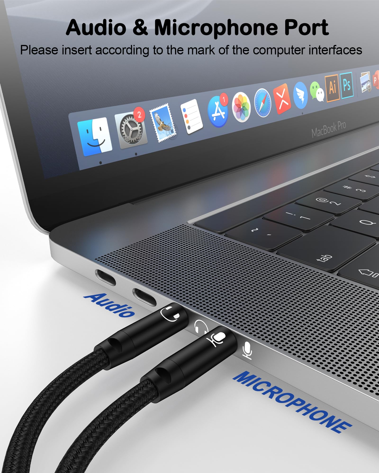 Snapklik.com : Headphone Mic Splitter For PC, Braided 3.5mm Female To 2 ...