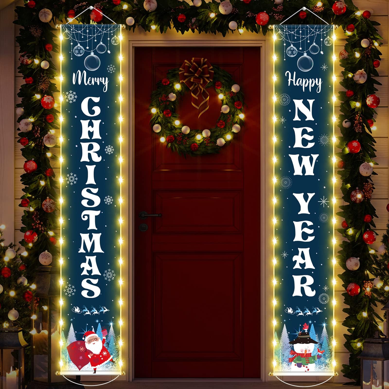 Amazon.com: Christmas Banner with Lights Merry Christmas Banners for ...