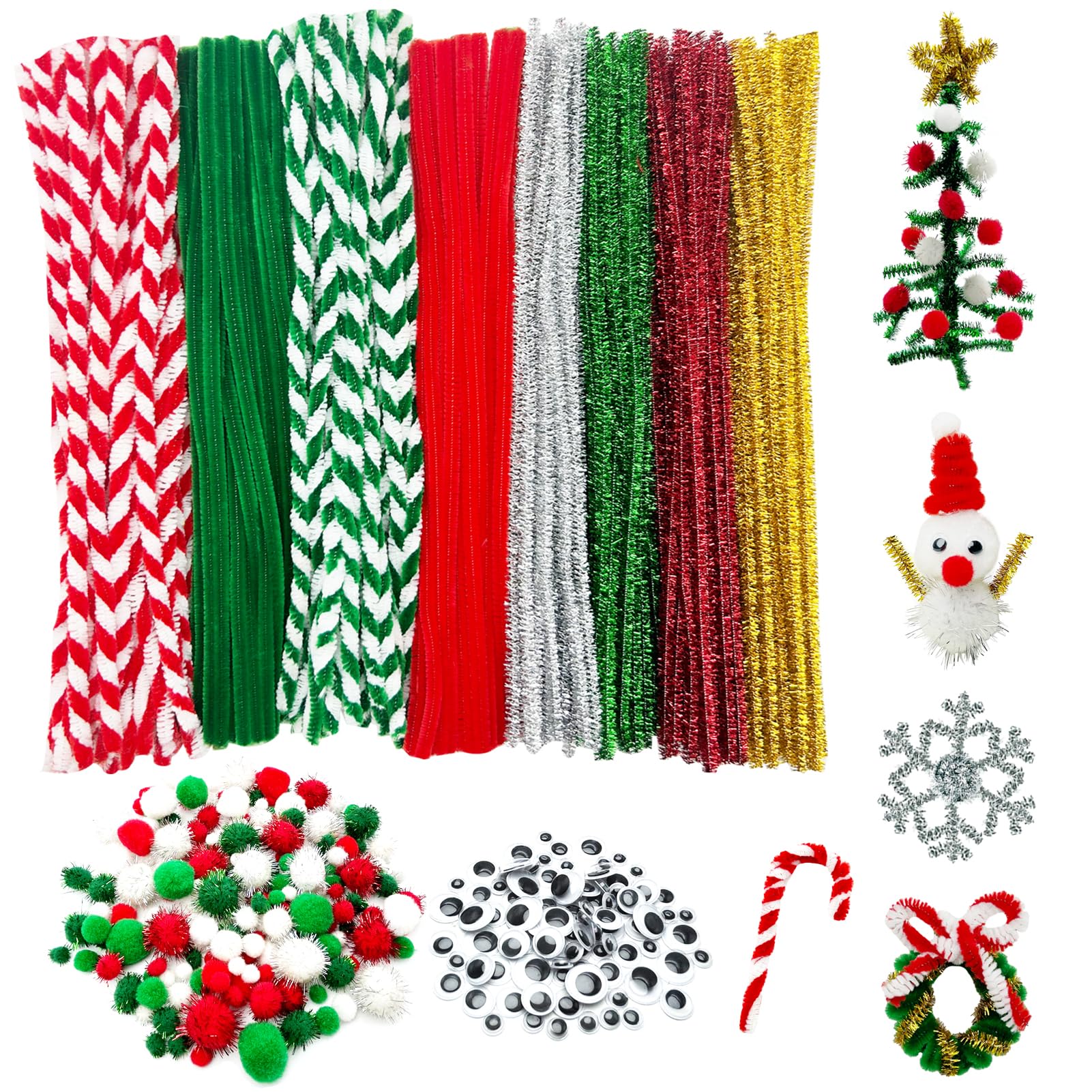 Amazon.com: 540 Pcs Christmas Pipe Cleaners Crafts Set Including 240 ...