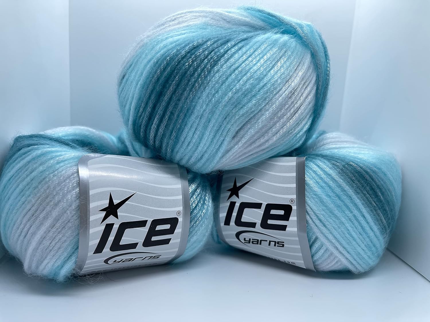 Ice Yarns Picasso 3 Pack - Sea Foam - Pale Aqua, Blues, White Fuzzy ...