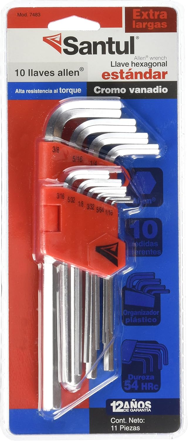 SANTUL, Juego de Llaves Allen Largas, Acero al Cromo Vanadio ...