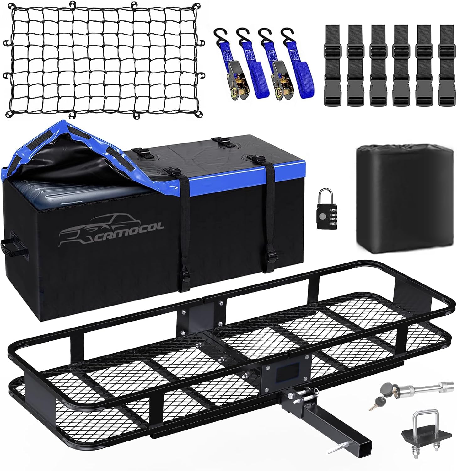 Amazon.com: CAMOCOL 60" x 20" x 6" Trailer Hitch Cargo Carrier Hitch ...