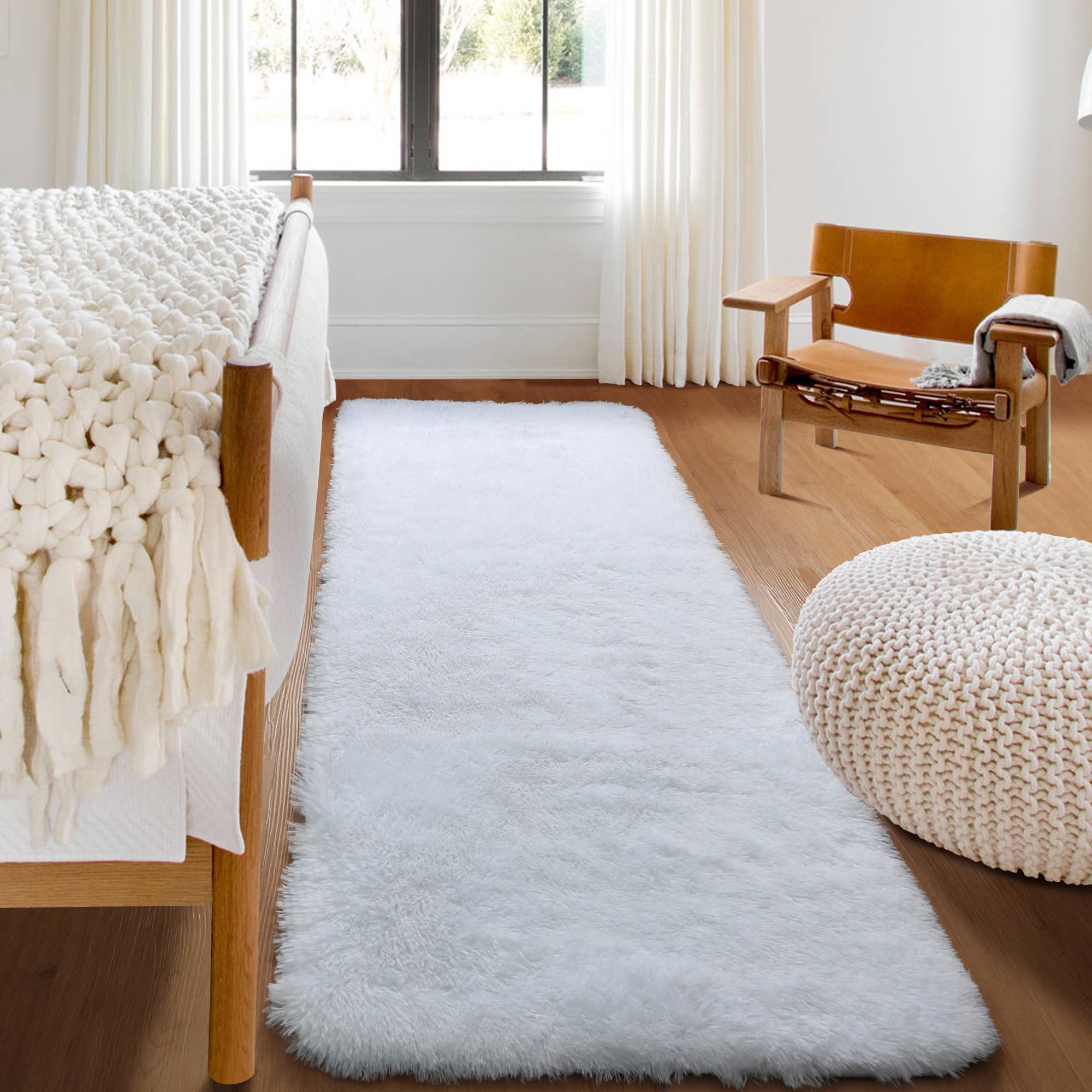 Amazon.com: ONASAR Machine Washable White Runner Rugs for Bedroom ...