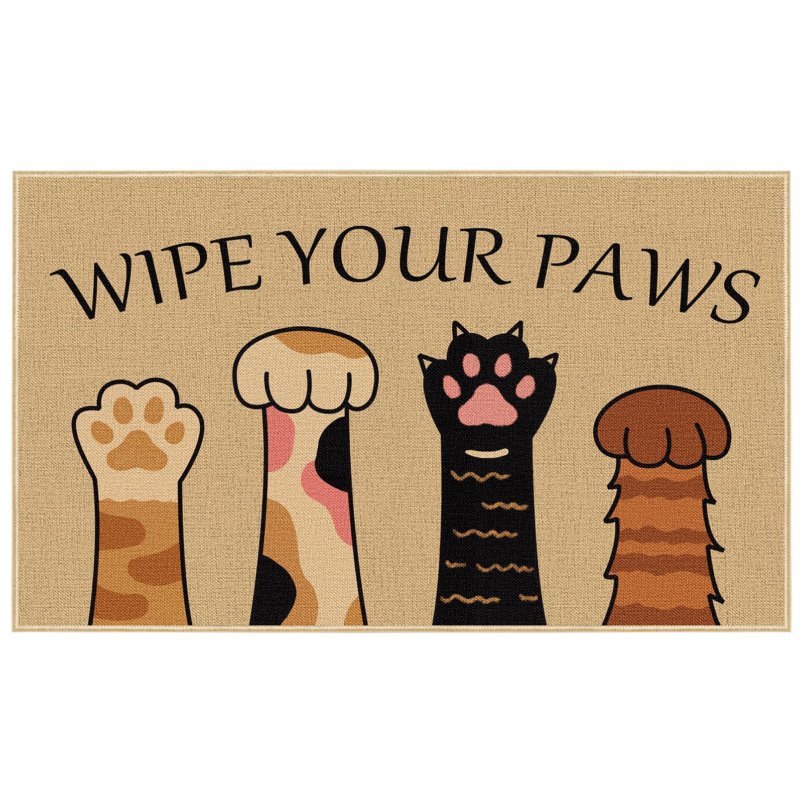 Amazon.com: Heyfibro Welcome Door Mat, Funny Cat Dog Paw Pattern Door ...