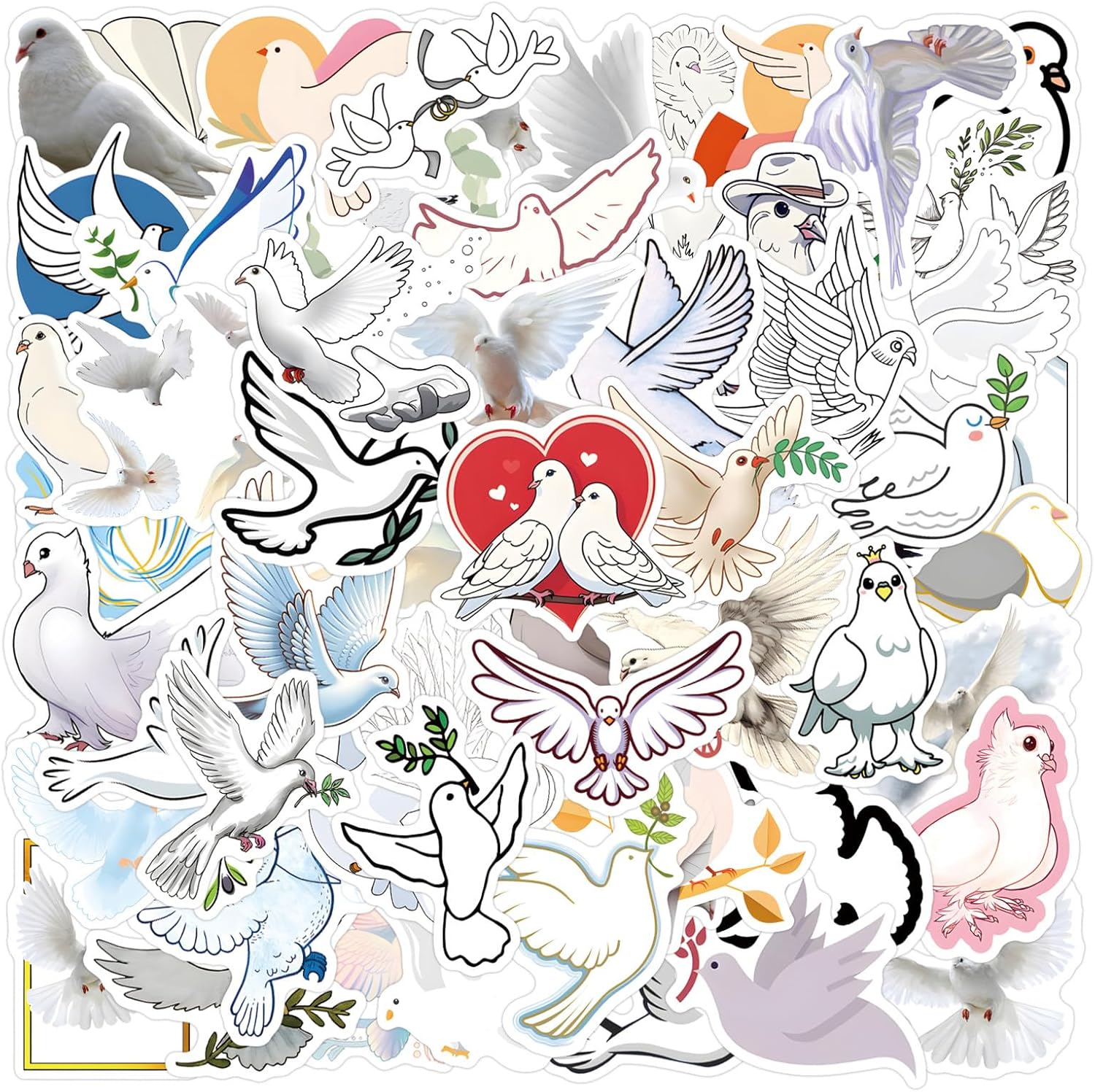 Amazon.com: 55 Pcs Dove Stickers Cute Animal Stickers for Kids Teens ...