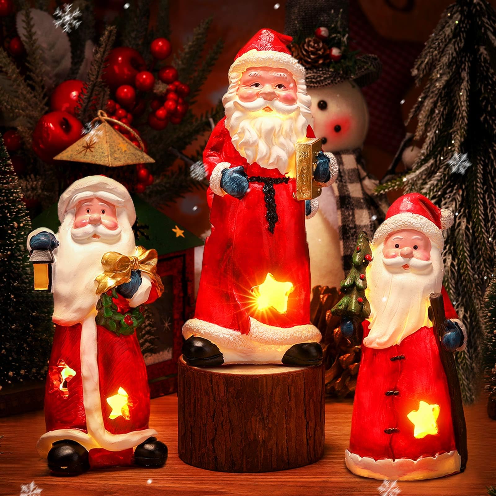 Amazon.com: Vercraft 3 Pcs Christmas Santa Claus Figurines 6'' Standing ...