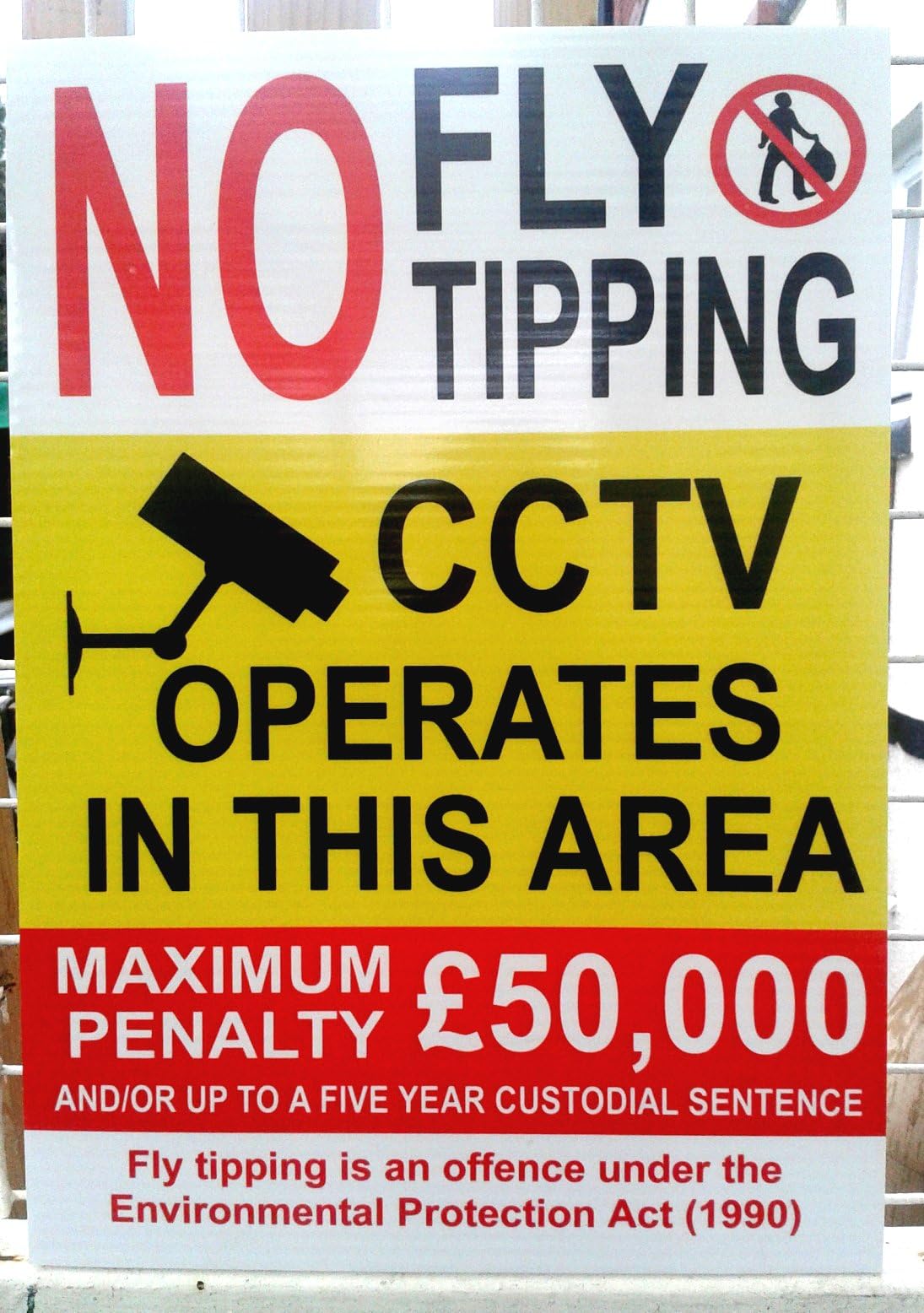 NO FLY TIPPING DUMPING SIGN MAX PENALTY £50,000 CORREX WEATHERPROOF ...