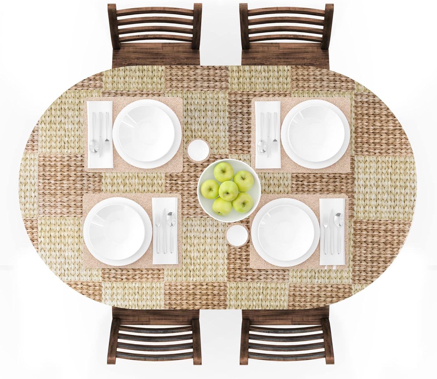Amazon.com: UMINEUX Oval Fitted Vinyl Tablecloth with Elastic Edged ...