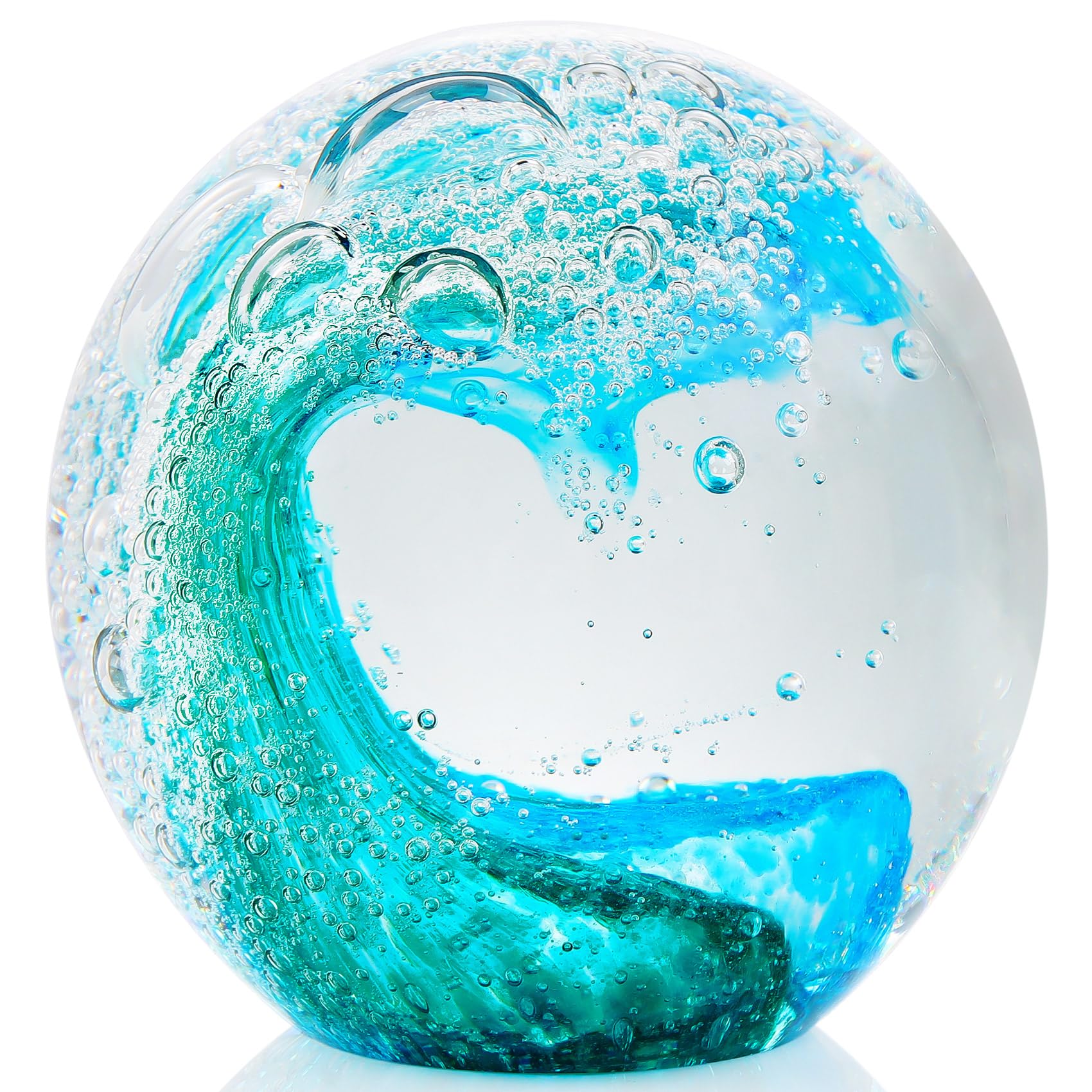 Snapklik.com : Hand Blown Glass Ocean Waves Ball Decor, Sea Glass Art ...