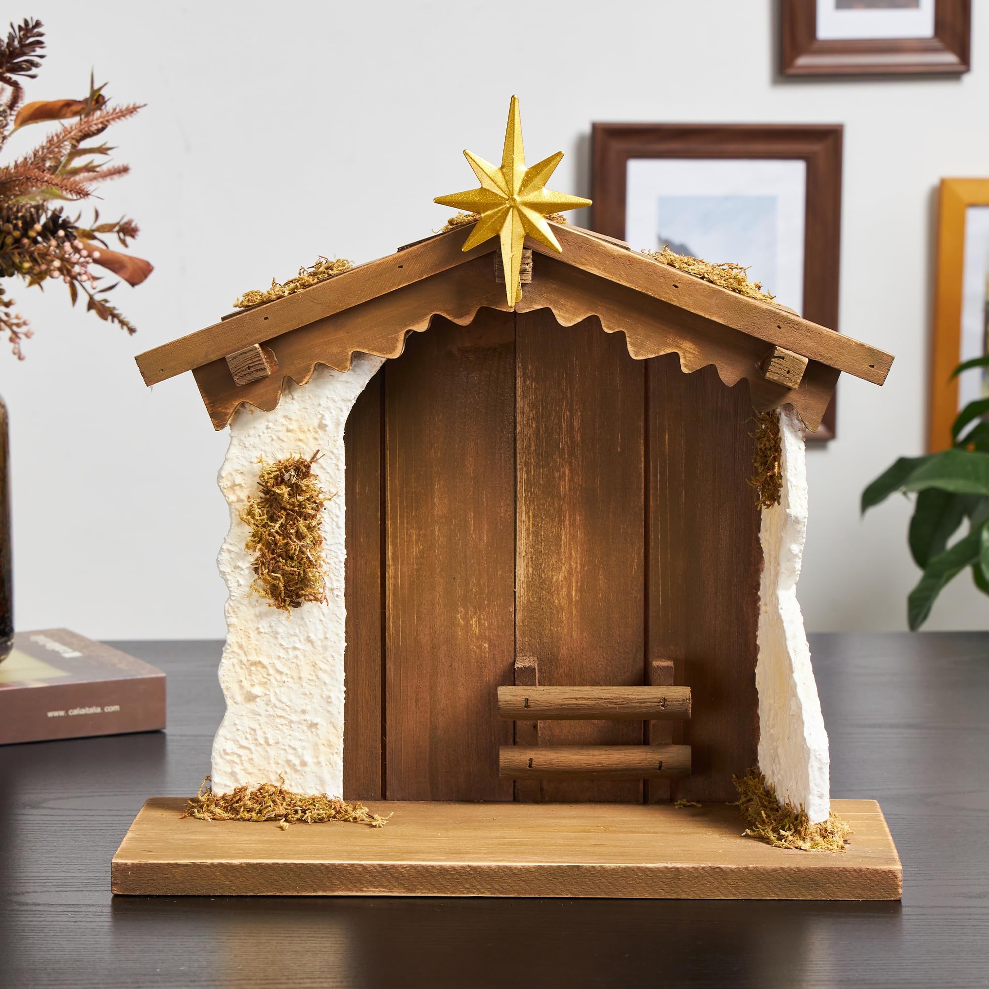 Amazon.com: VILLAGE GIFT IMPORTERS Nativity Stable Creche for Christmas ...