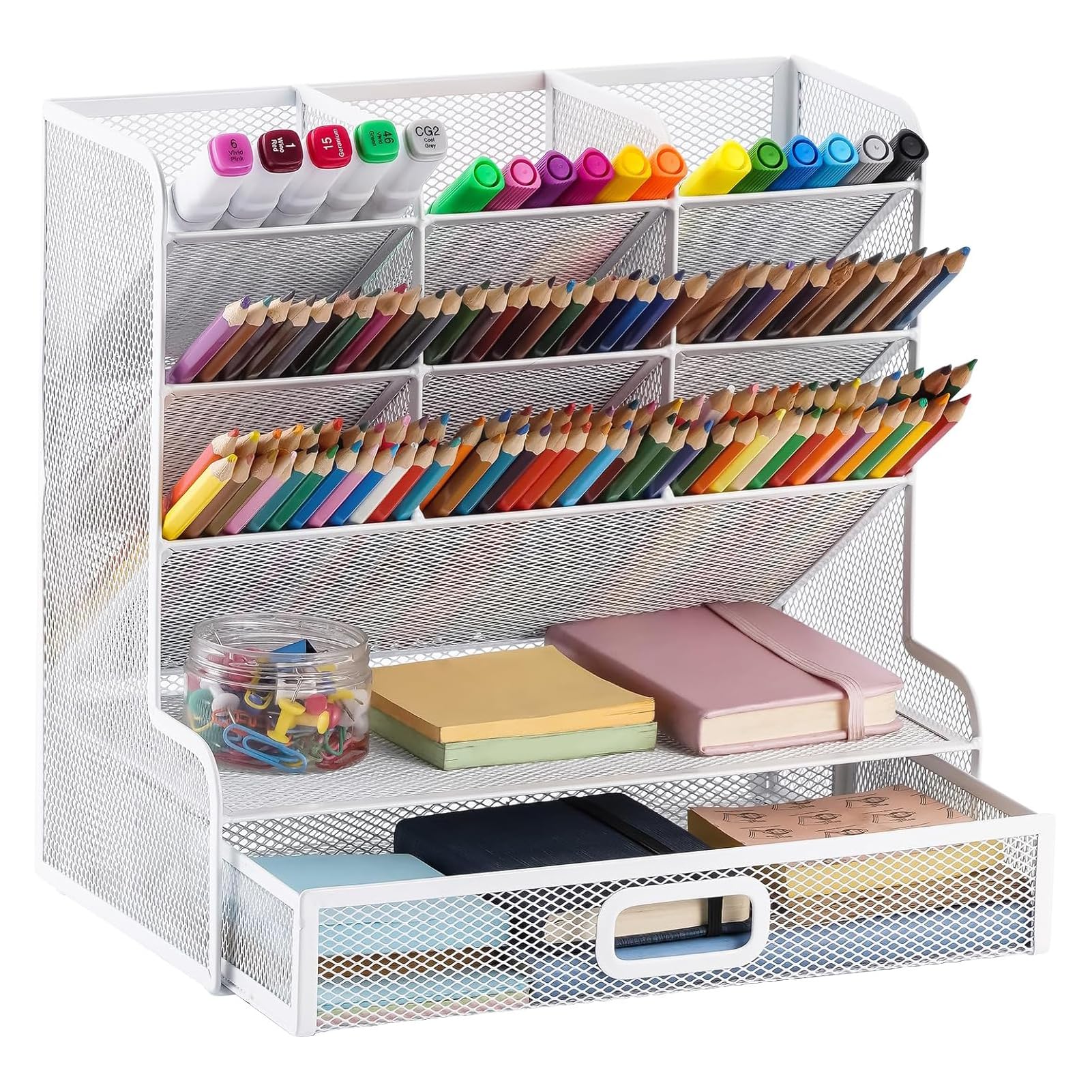 Marbrasse Mesh Desk Organiser, Multi-Functional Pen Holder, Pen ...