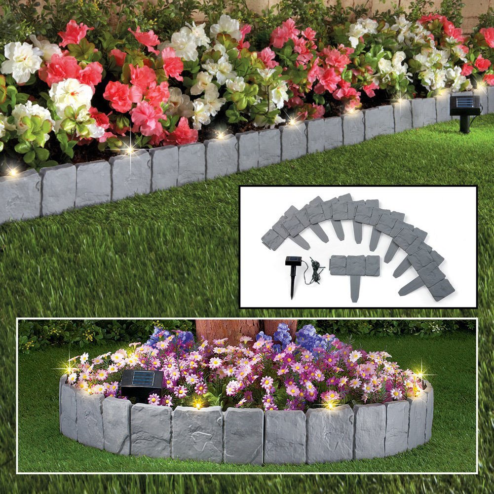 Parkland 30 Pack Cobbled Stone Effect Garden Lawn Edging Solar ...