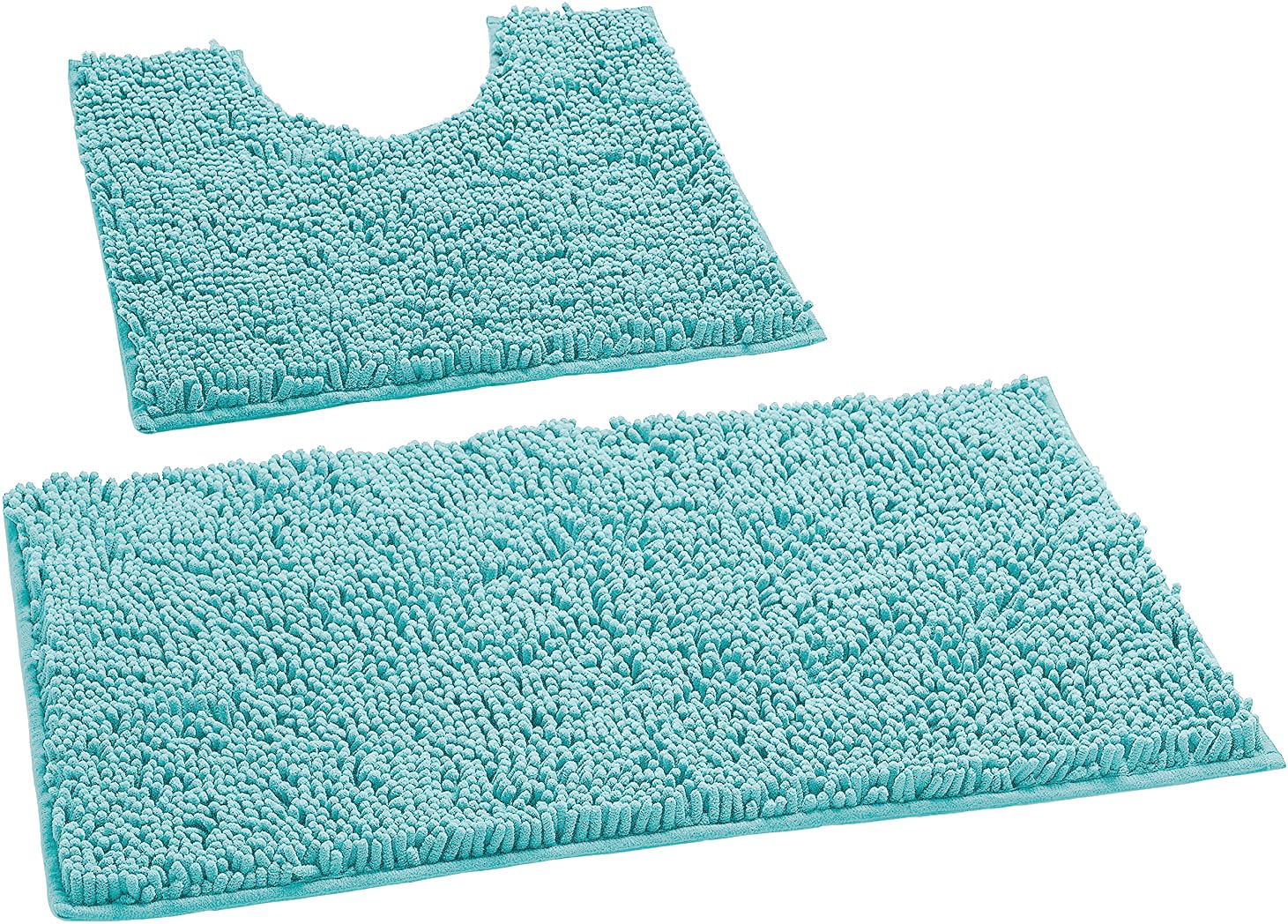 FAIRWAYUK 2 Piece Non-Slip Bath Pedestal Mat Sets Aqua, Microfiber ...