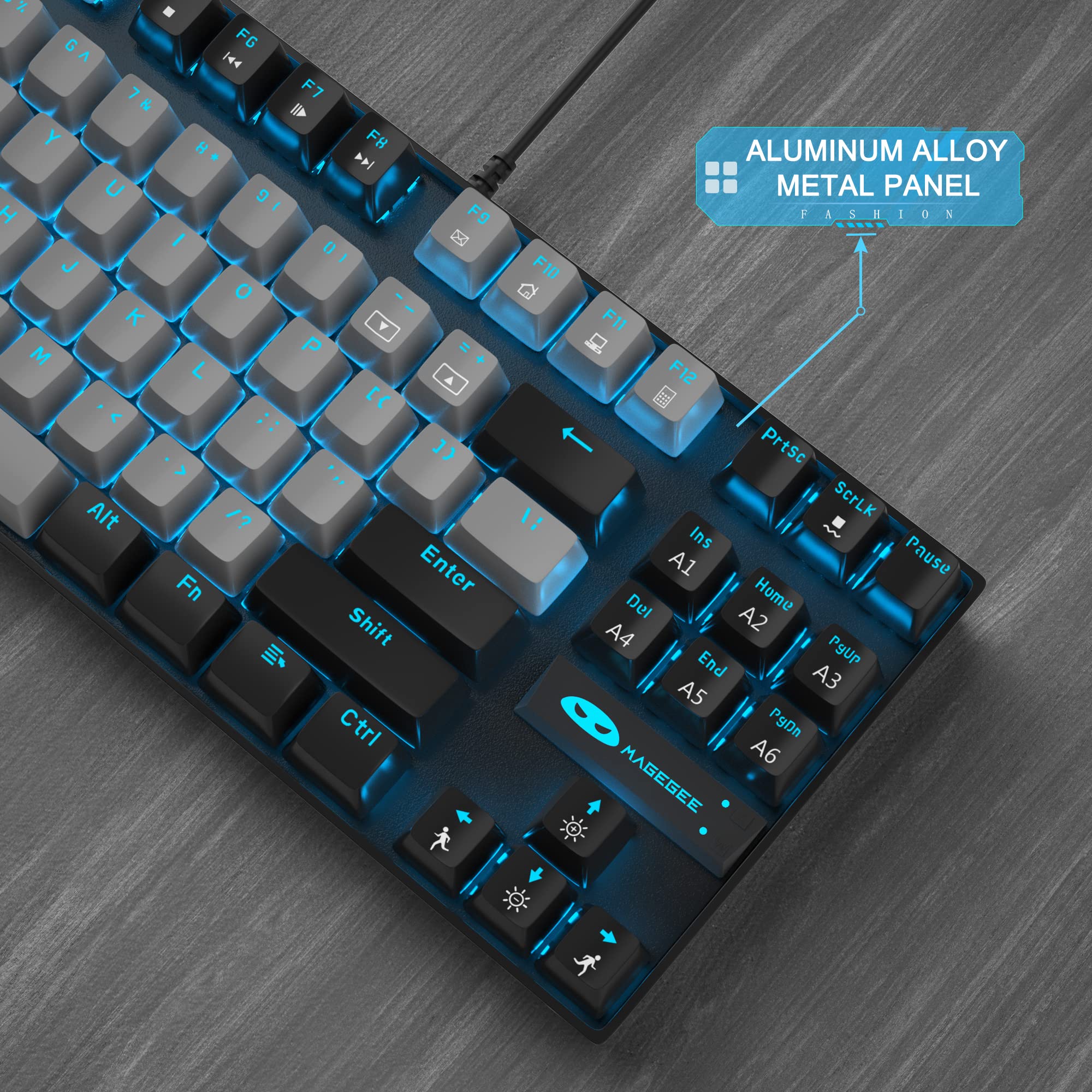 Buy 75% Mechanical Gaming Keyboard with Blue Switch, MageGee LED Blue ...