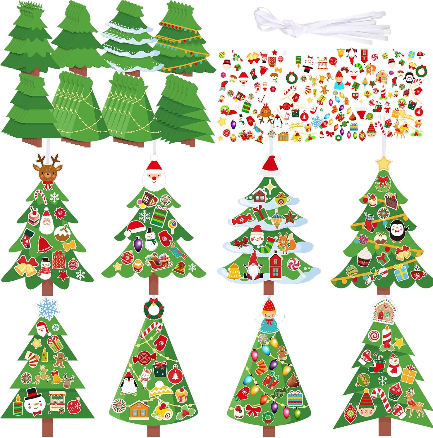 48 Pieces Christmas Tree Craft Kit for Kids Christmas Arts and Crafts ...