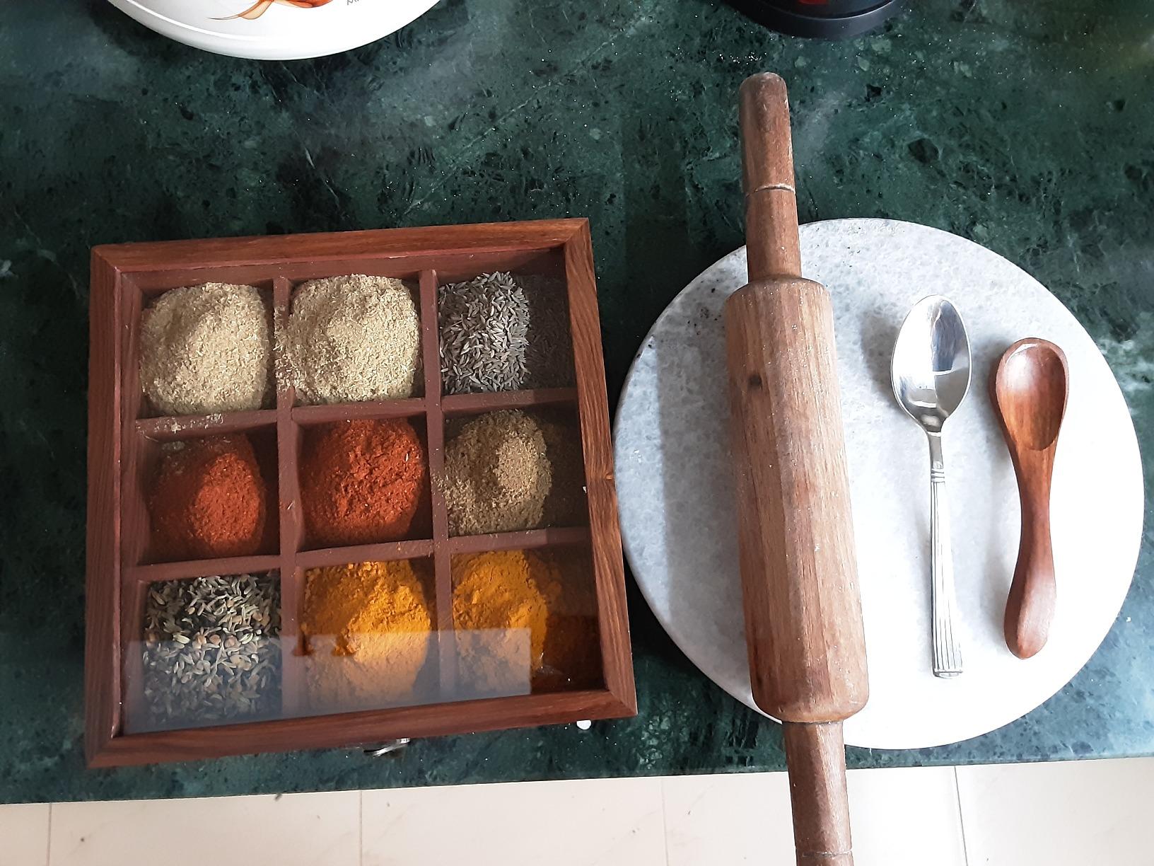 Buy WOOD ART STORE Wood Masala Box with Spoon - 50 ML, Box with 1 Spoon ...