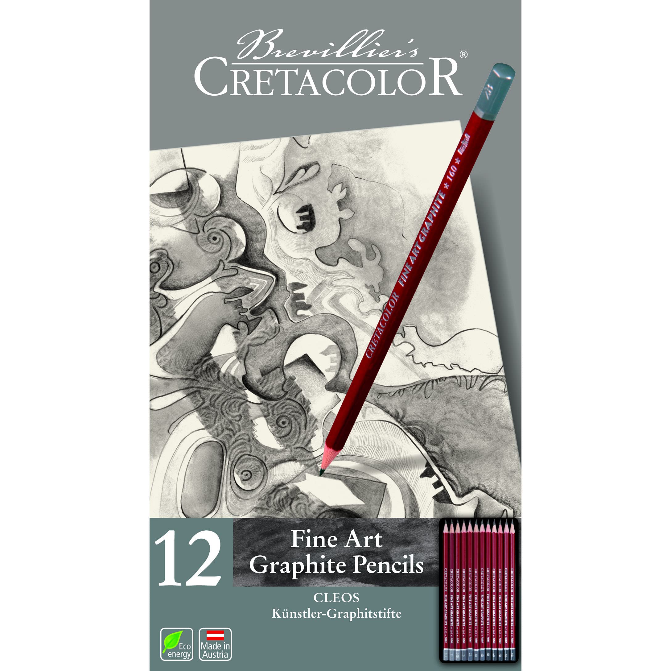 CRETACOLOR Cleos Fine Art Graphite Pencils Set of 12, Black (160 52 ...
