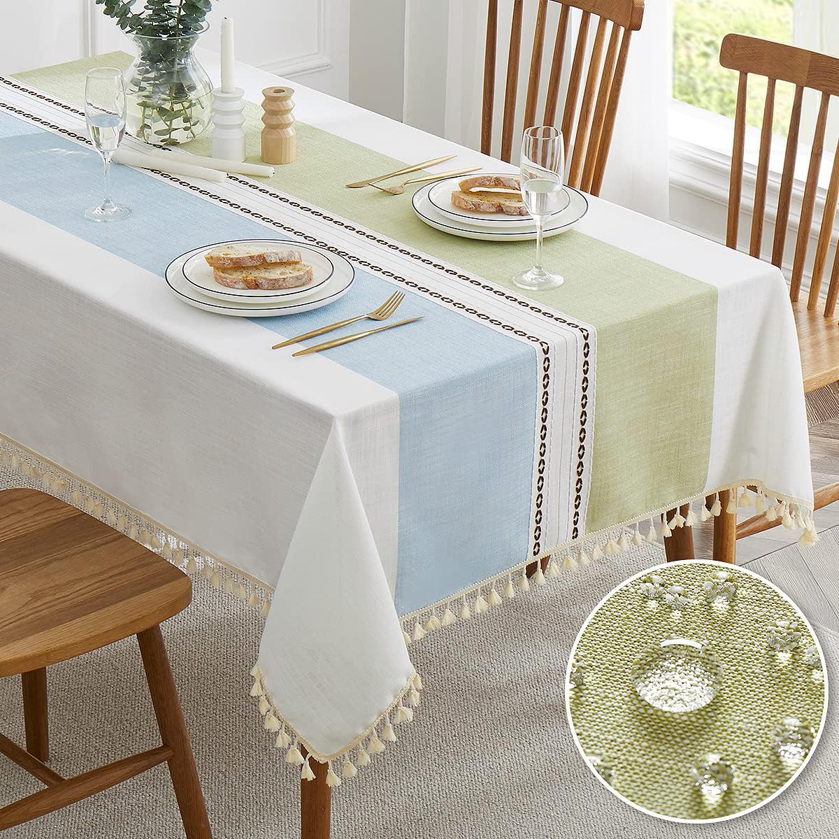 Amazon.com: QIANQUHUI Embroidered Tablecloth for Dining Table,Dust ...