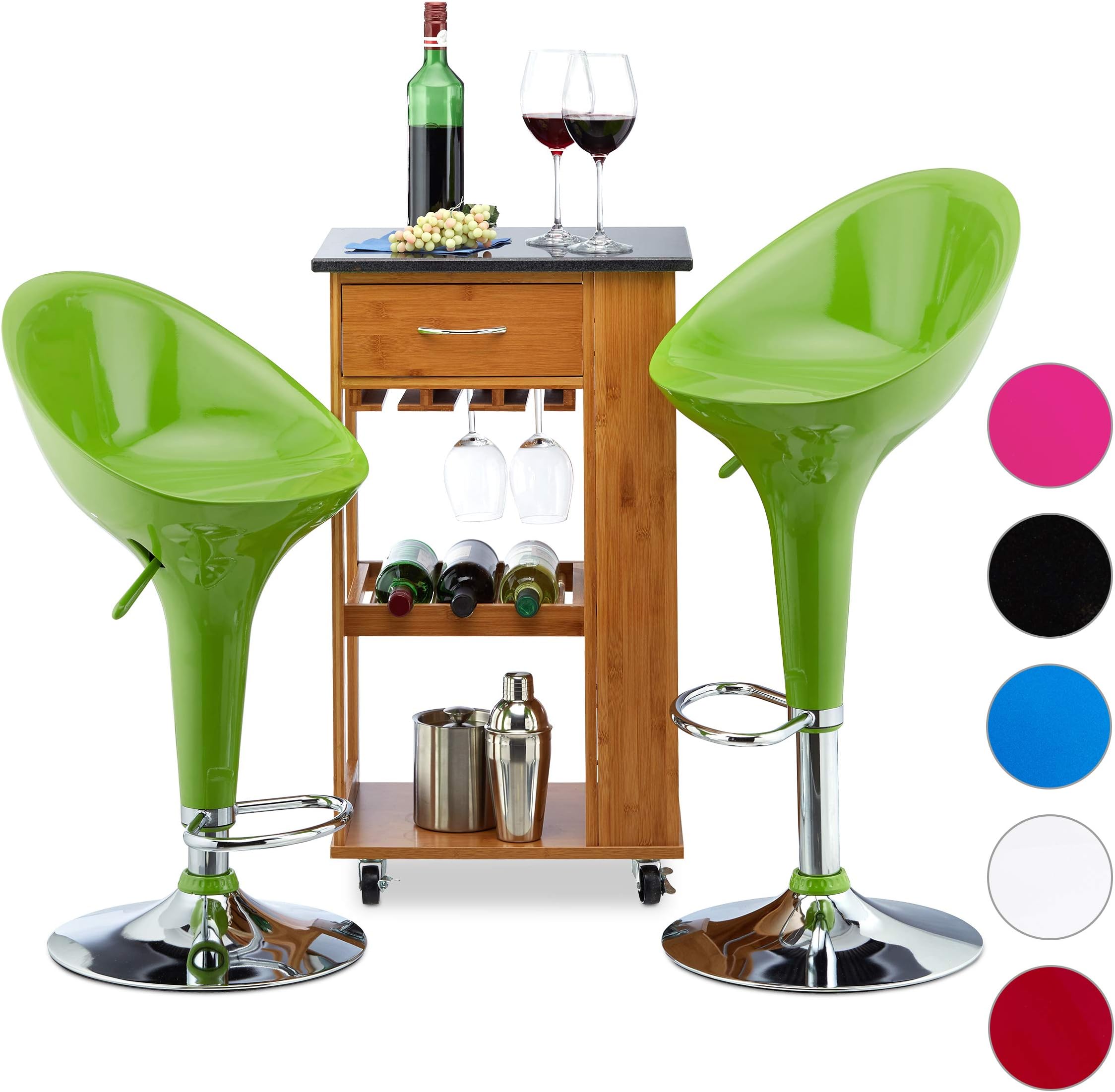 Relaxdays Barhocker 2er Set, höhenverstellbar, drehbar, bis 120 kg, mit ...