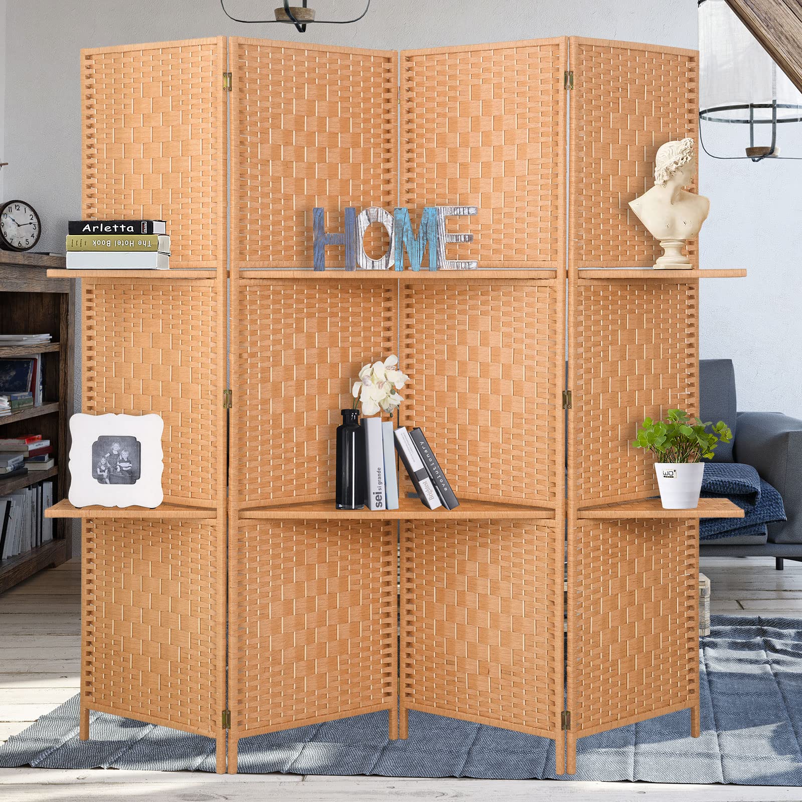 6 Ft Tall Extra Wide Room Divider Diamond Weave Fiber | Desertcart KUWAIT