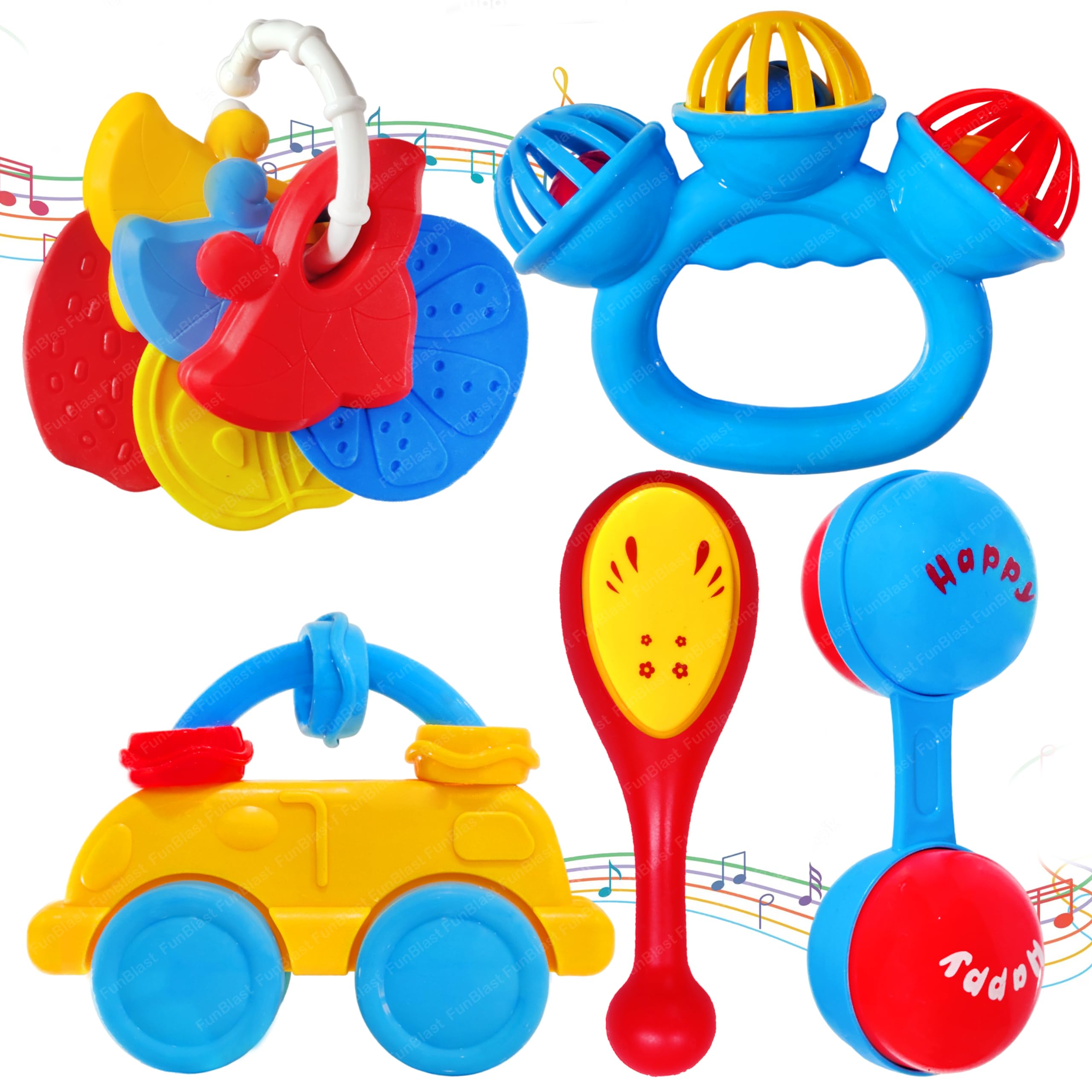 FunBlast Rattles for Babies – Pack of 7 Pcs Rattle Toys for Baby and ...