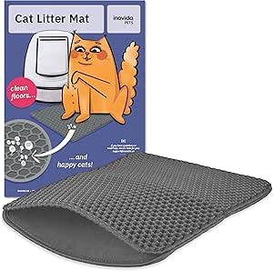 Amazon.com: XS Cat Litter Mat Gray 14.5"x11.5" - Washable Kitty Litter ...