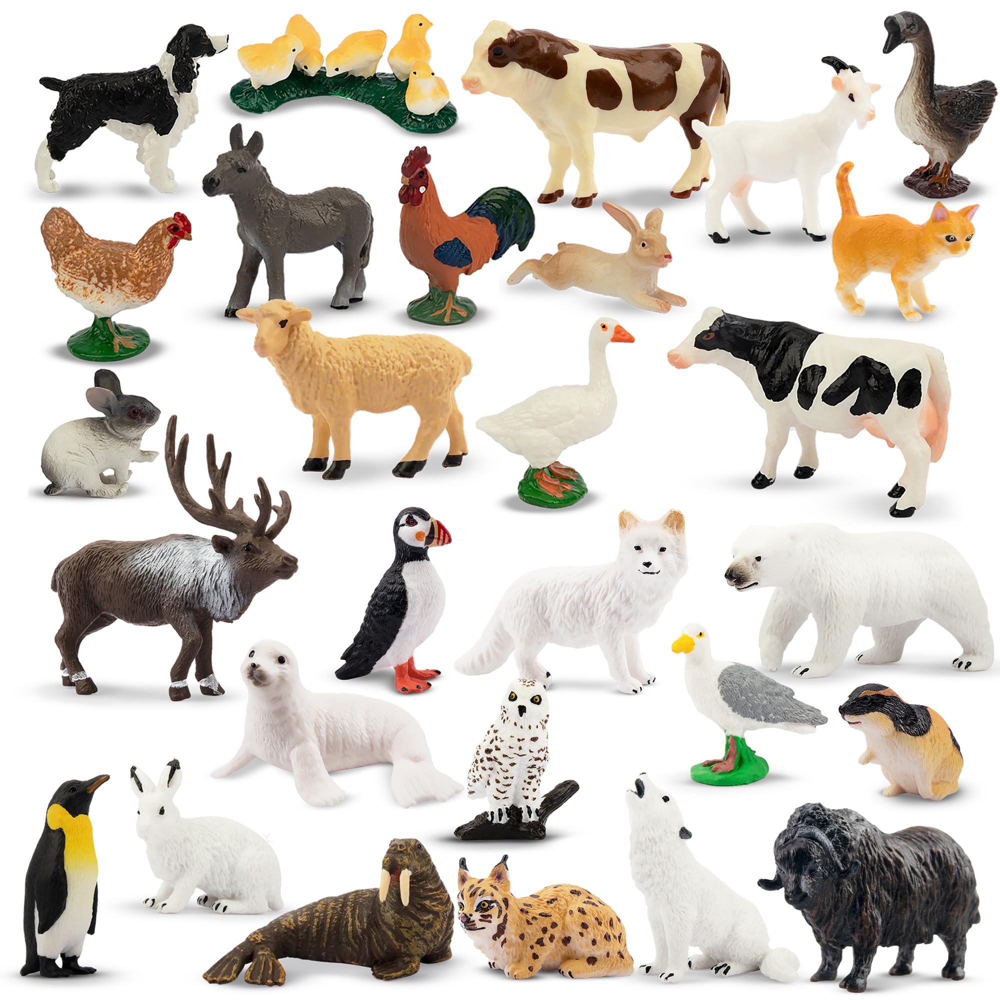 Amazon.com: Toymany 28PCS Mini Farm Animals Figurines and Arctic ...