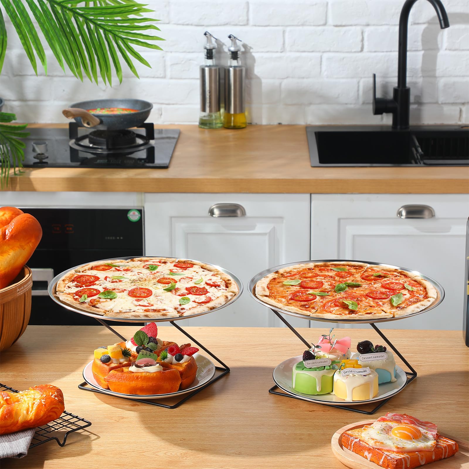 12 Pcs Pizza Pan Riser Stands Sets Includes 4 Metal Pizza Table Stands ...