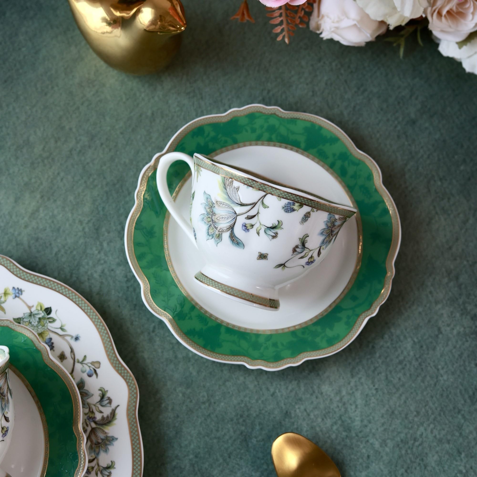 Vigneto Floral Tudor Green Cup and Saucer Set (Vintage Collection) for ...