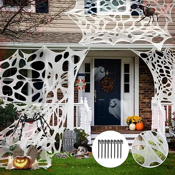 Amazon.com: DOKKOME Halloween Spider Webs Decoration Outdoor, Stretchy ...