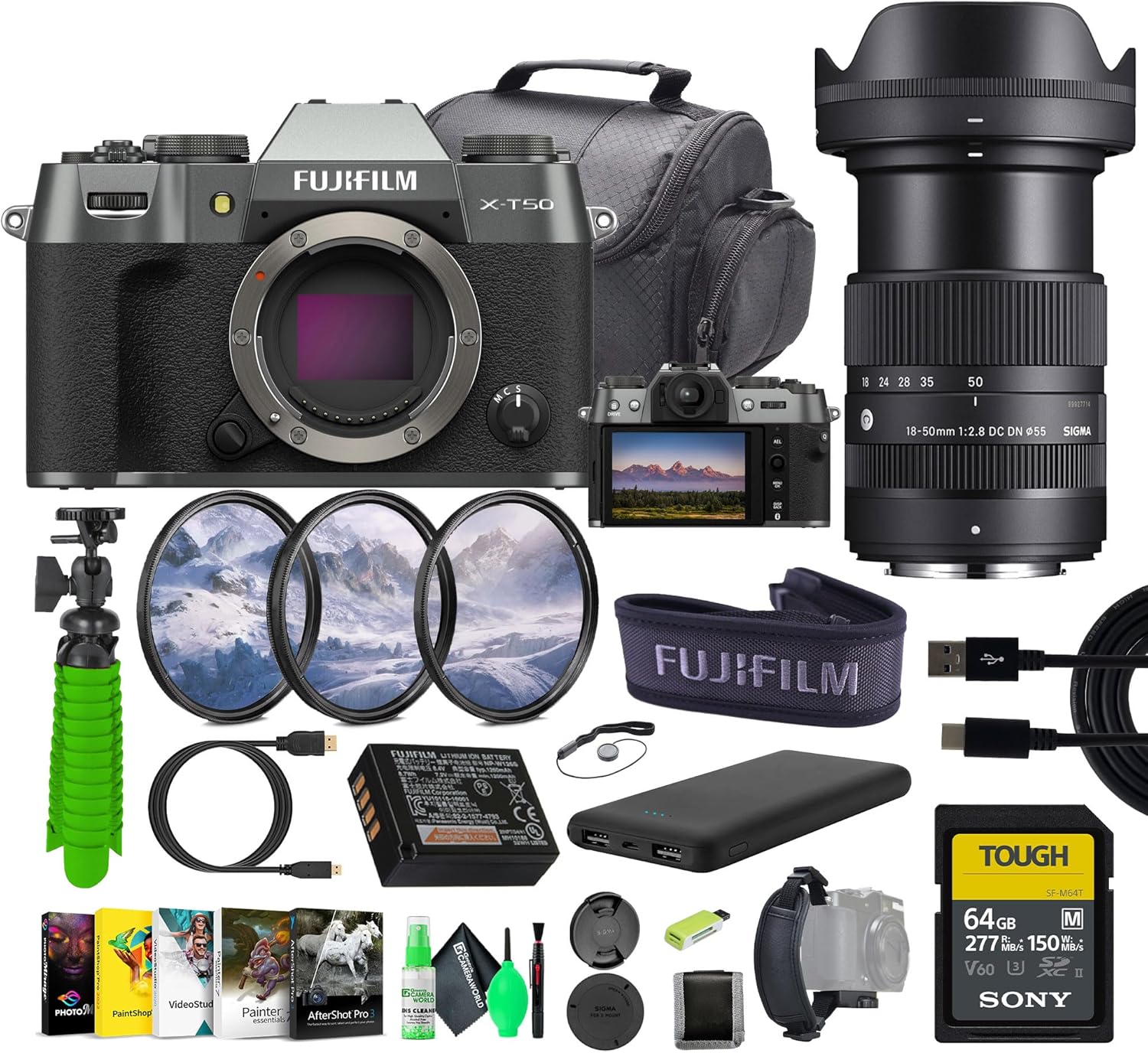 Amazon.com : Fujifilm X-T50 Mirrorless Digital Camera Body Bundle + Sigma 18-50mm f/2.8 DC DN ...