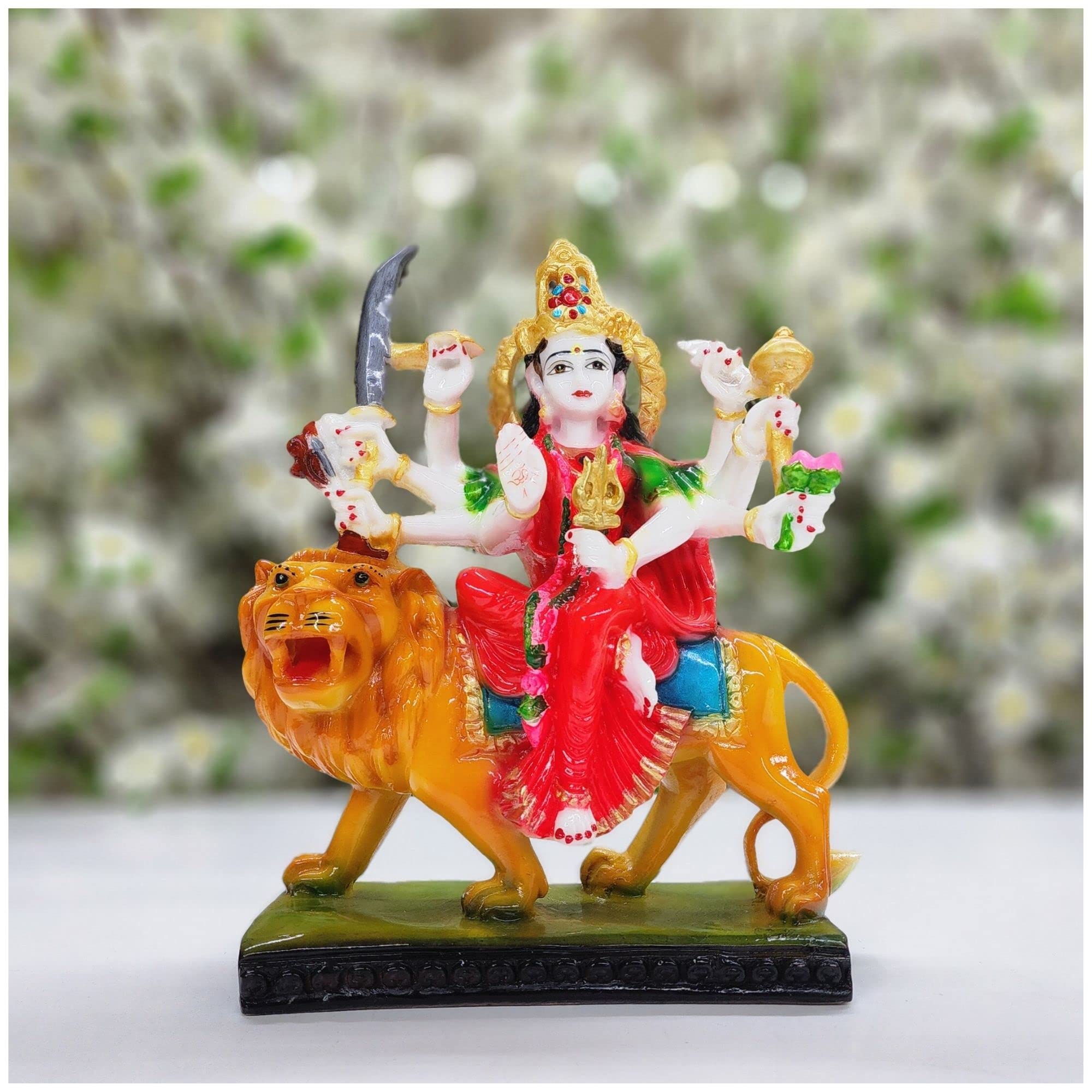 Buy AtoZ India Cart Durga Ma Statue in Marble Dust Durga Ma Sitting on ...