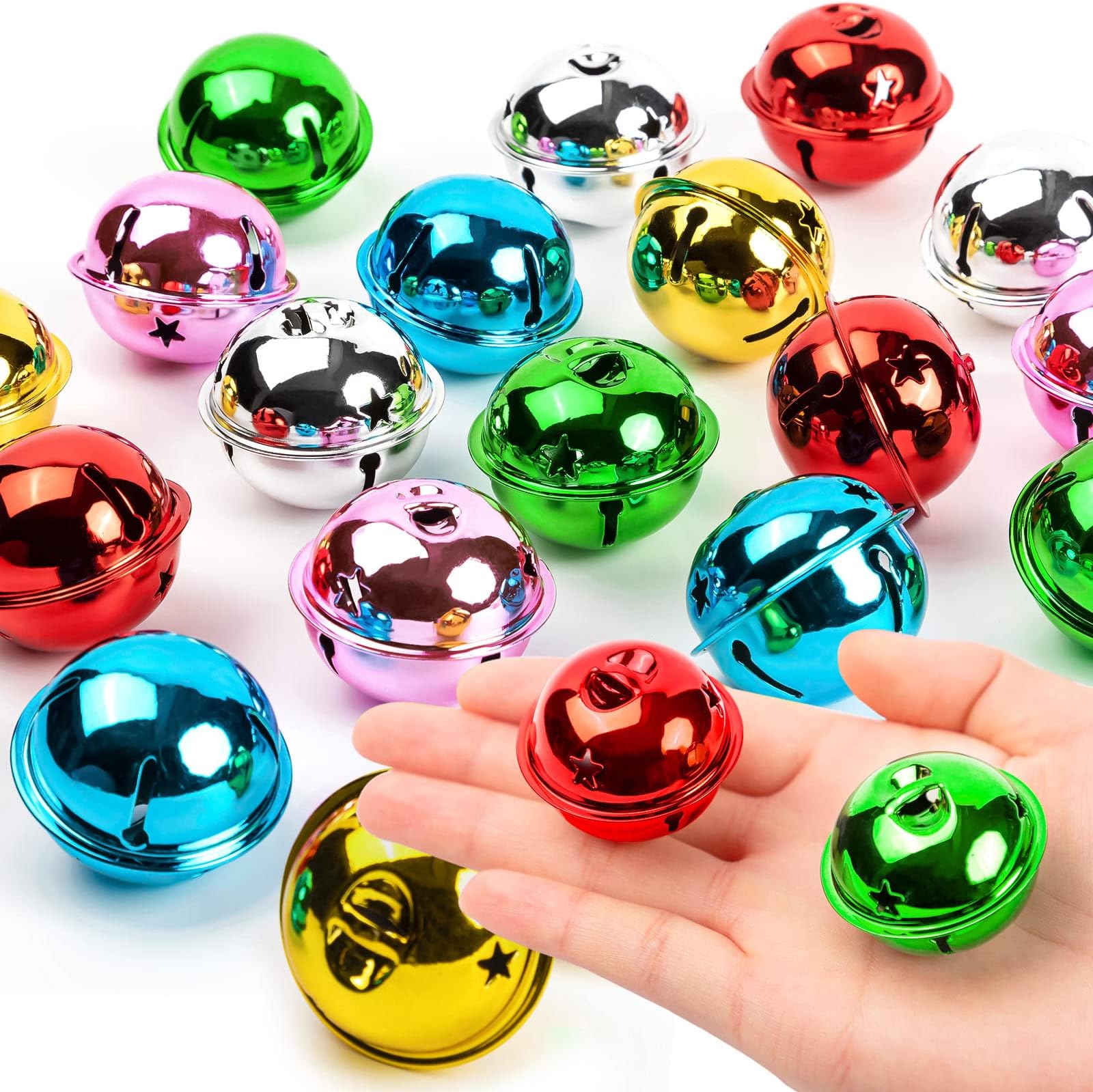 Amazon.com: Jingle Bells for Crafts, 8 Colors Large Jingle Bells ...