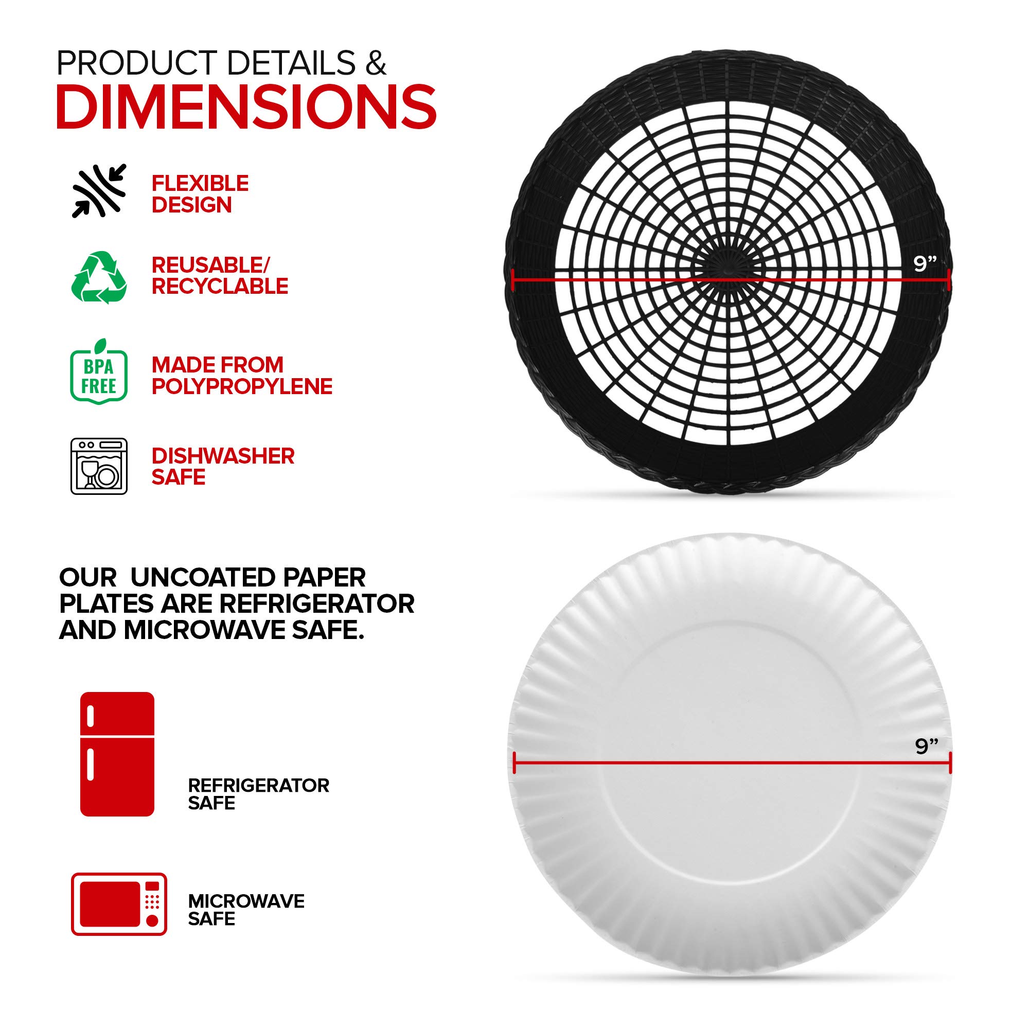 Stock Your Home 9-Inch Paper Plates Uncoated with 4 Plastic Paper Plate ...