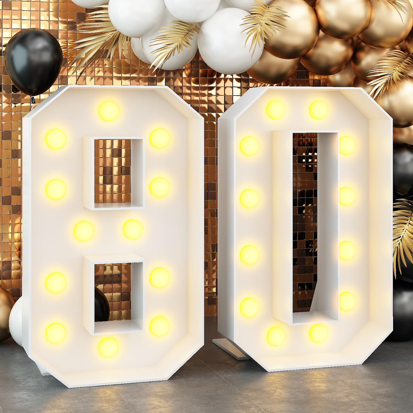 Amazon.com : 4ft Light up Numbers 80 Mosaic Numbers Frame for 80th ...