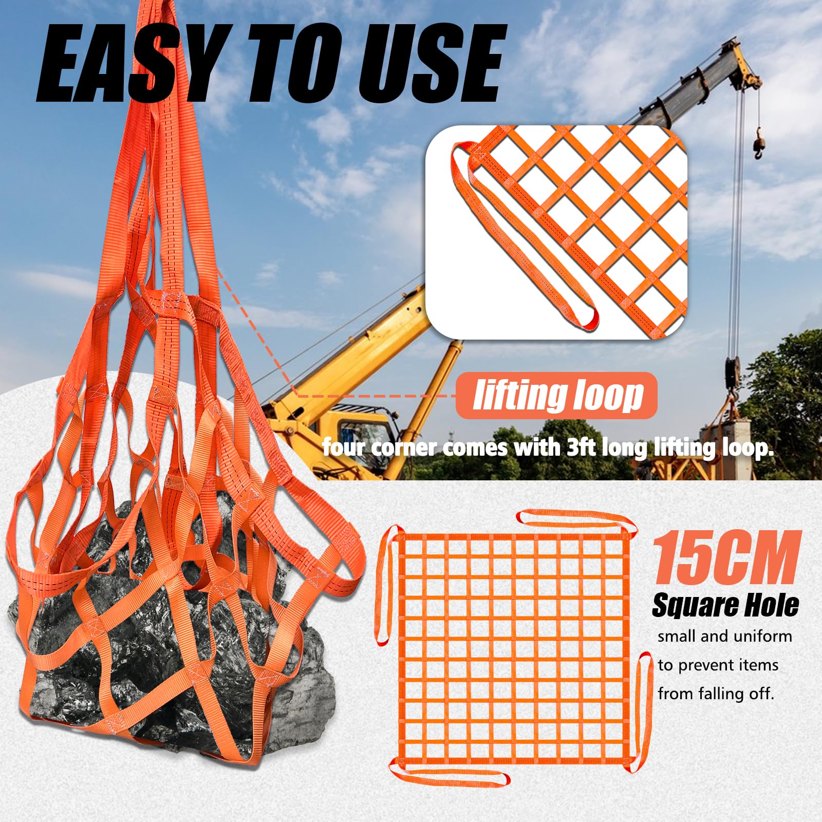 Snapklik.com : Cargo Lifting Net 656x656, Lifting Net Straps For Hoist ...