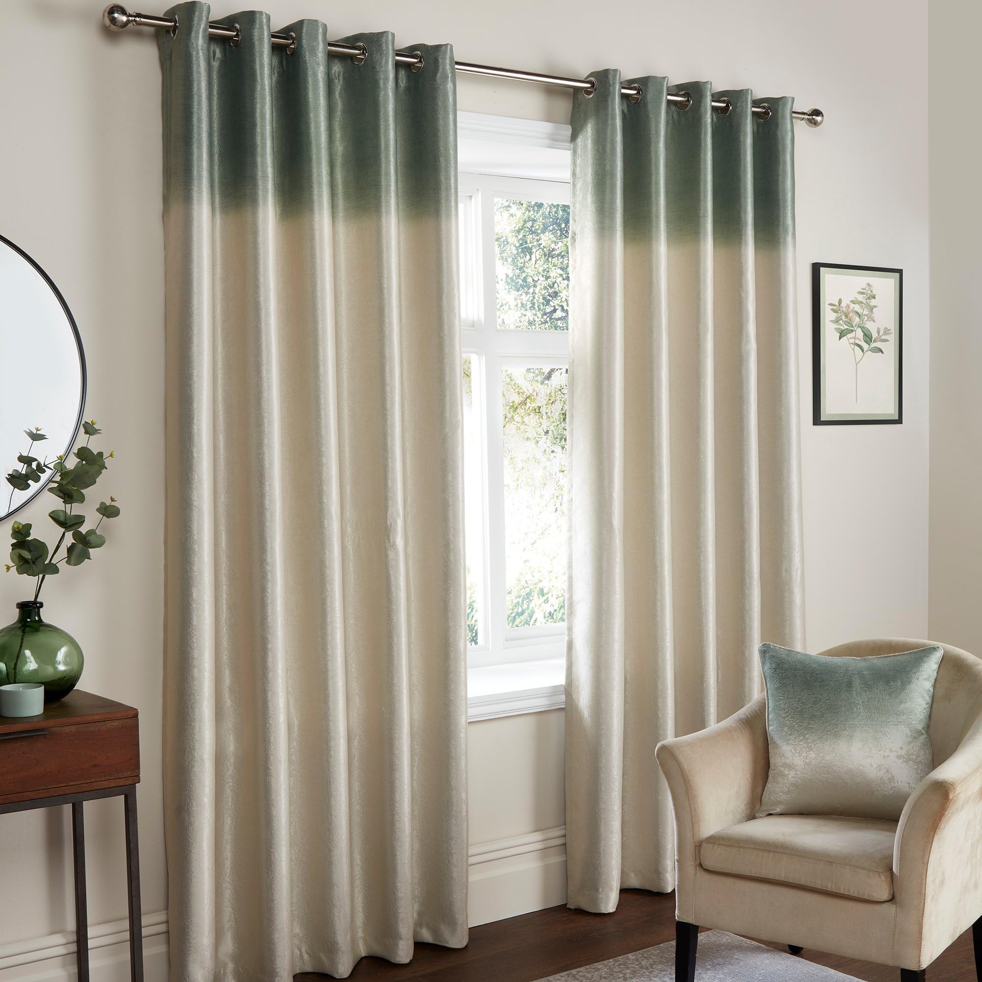 Fusion - Green Ombre Curtains W66 x L72 (168 x 183cm) - 2x Panels ...