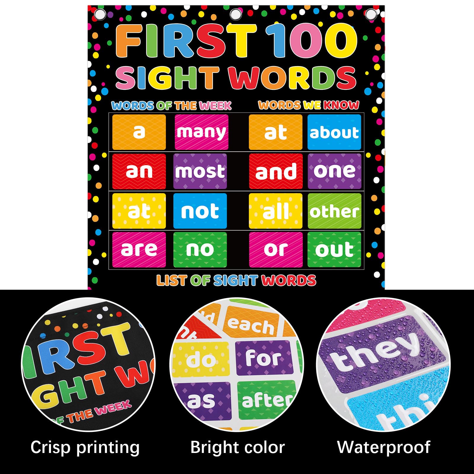 Snapklik.com : Back To School First 100 Sight Words Pocket Chart For ...