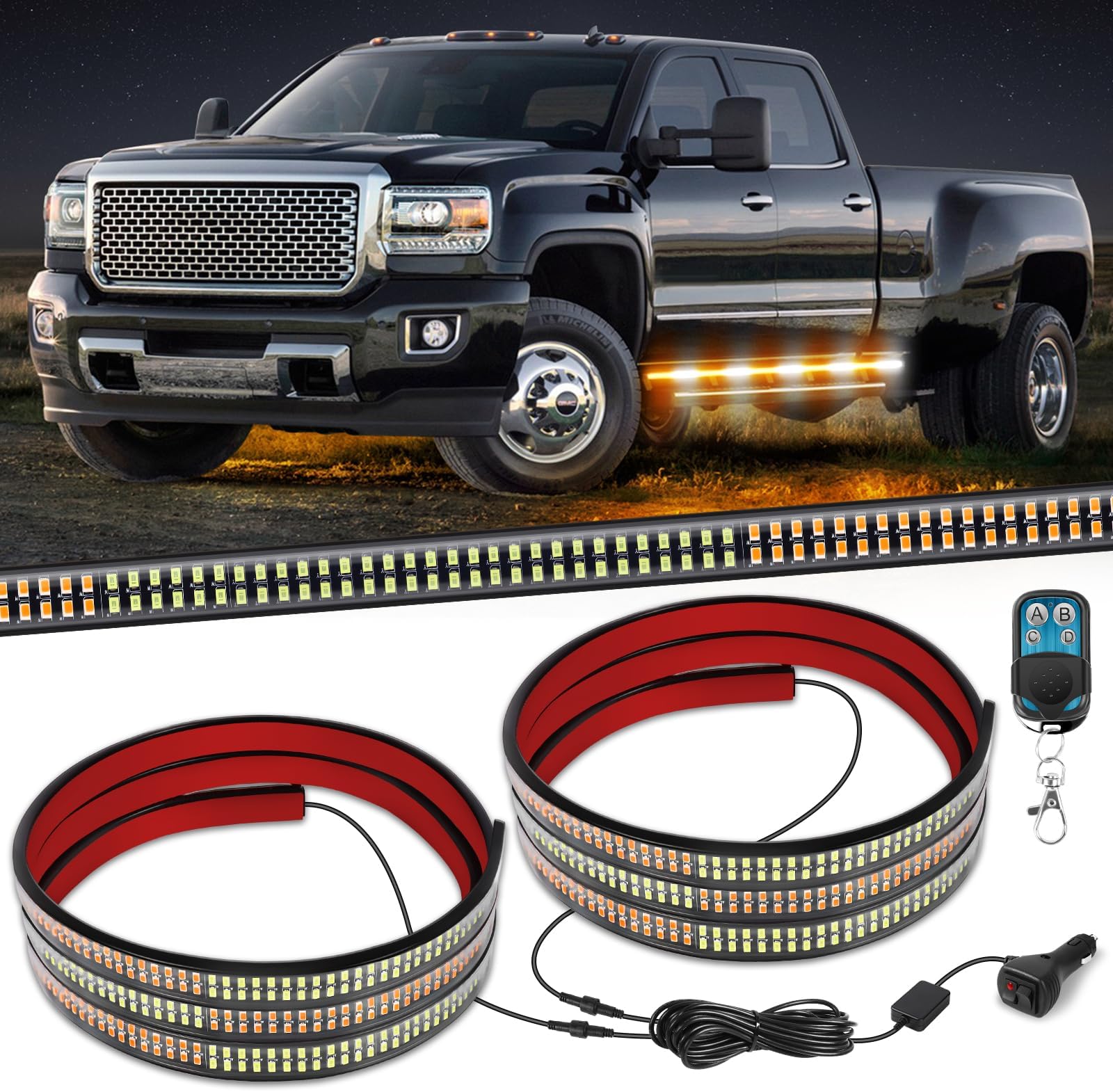 Amazon.com: OPL5 2PCS 70 inch Amber White Emergency Truck Running Board ...