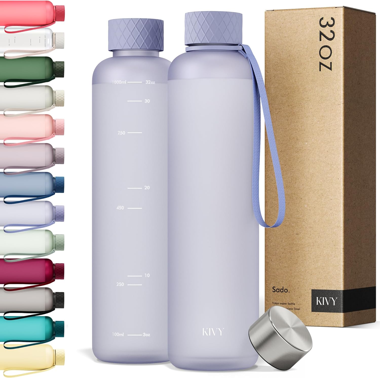 Amazon.com: KIVY Slim Water Bottle 32oz [Lightweight & Shatterproof] - Reusable Tritan Water ...