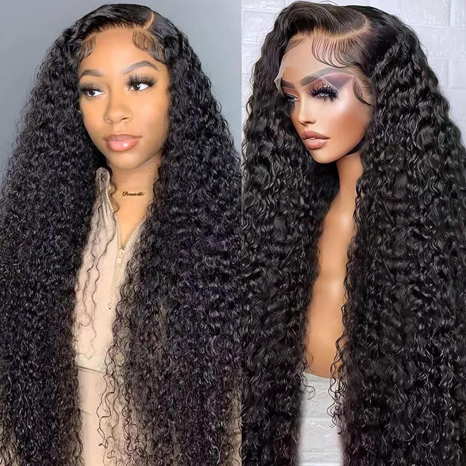 Amazon.com : allboom 30 Inch Deep Wave Lace Front Wigs Human Hair 200% ...