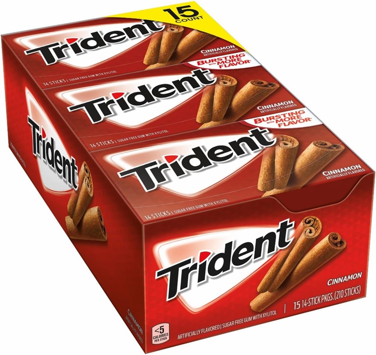 Amazon.com : Trident Sugar-Free Gum, Cinnamon, 15 Count (Pack of 14 ...